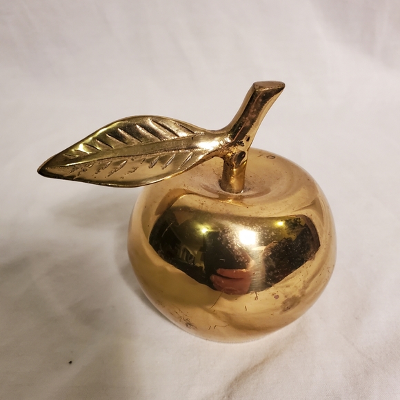Vintage | Accents | Vintage Brass Apple Bell Paperweight Gift Teacher ...